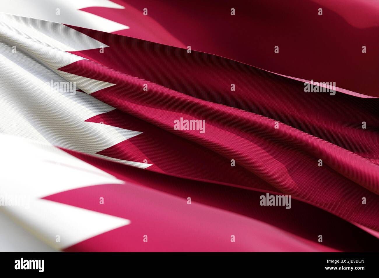 The national flag of Qatar from textiles close-up in three versions ...