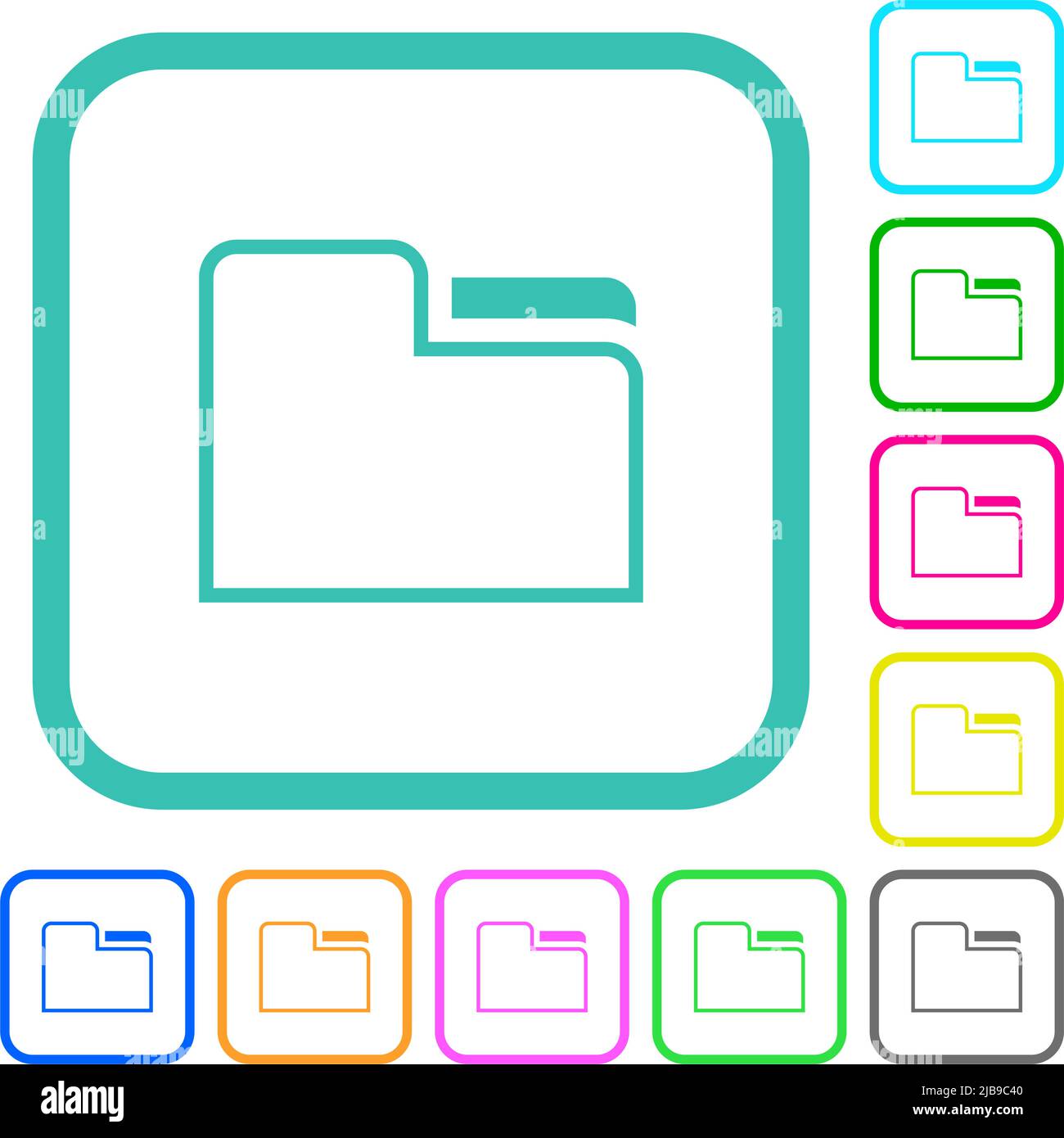 Tab folder outline vivid colored flat icons in curved borders on white ...