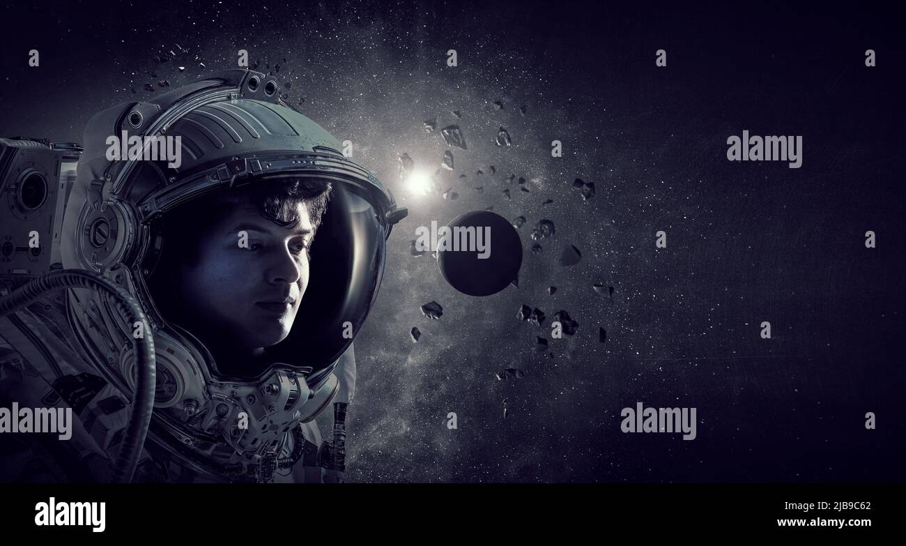 Astronaut and space exploration theme Stock Photo - Alamy