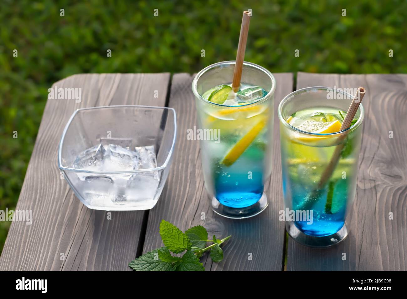 Making blue lagoon cocktail hi-res stock photography and images - Alamy