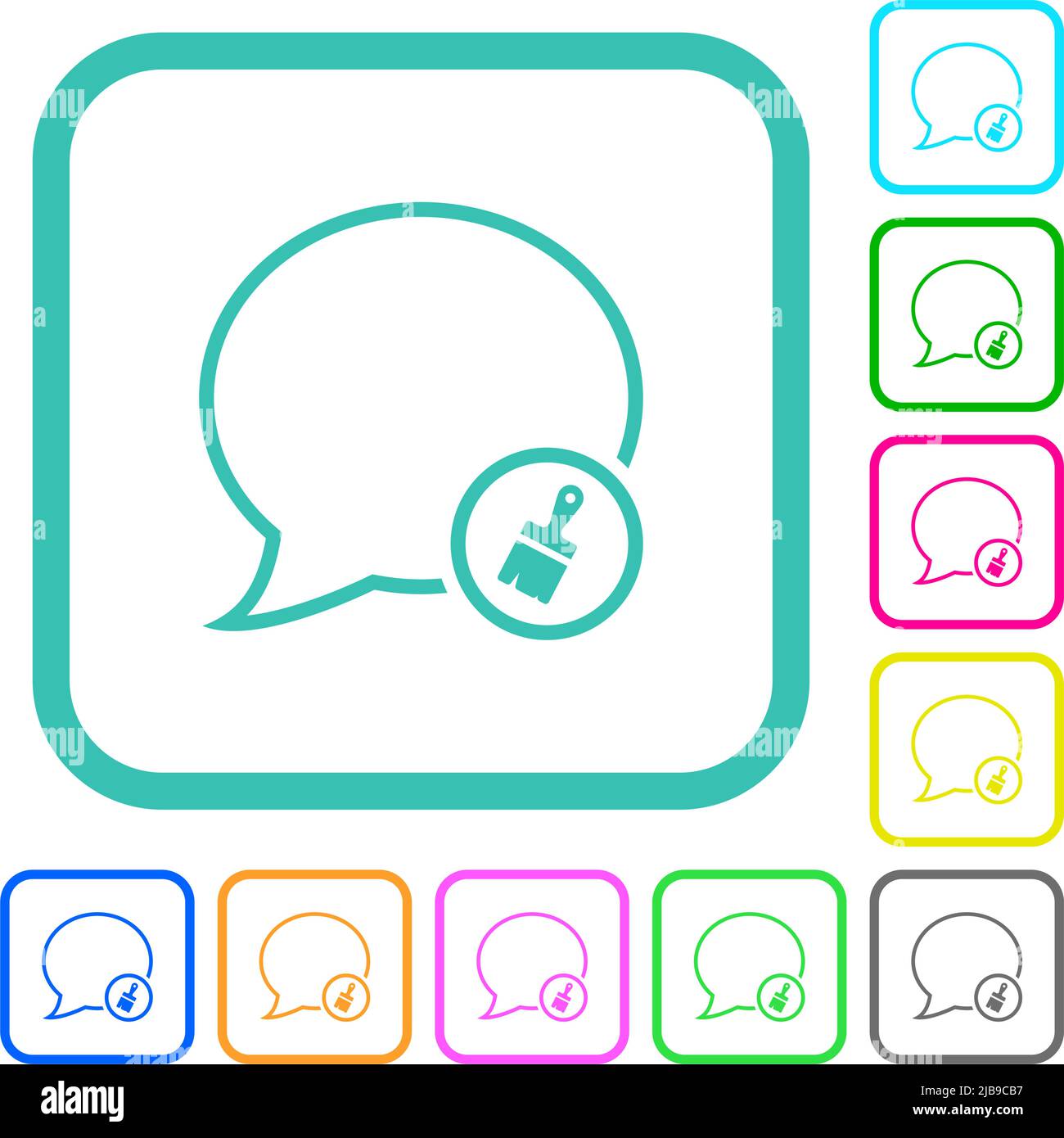 Message paste outline vivid colored flat icons in curved borders on ...