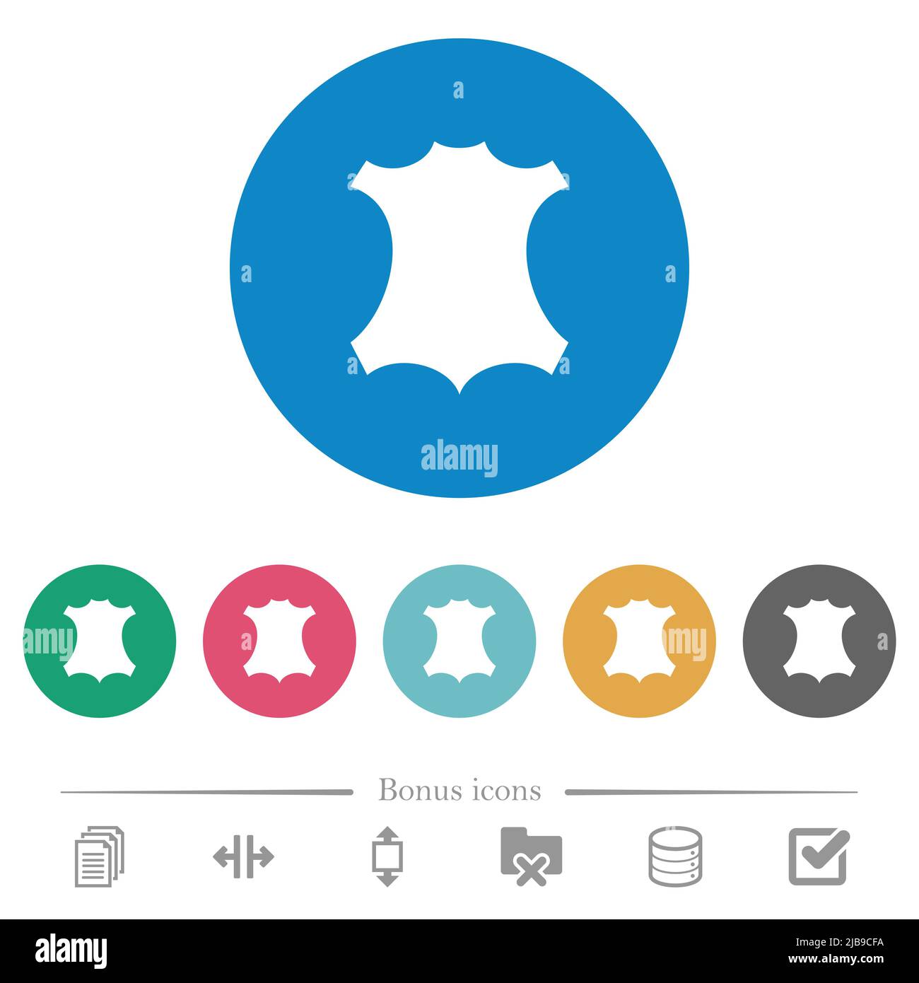 Genuine leather symbol flat white icons on round color backgrounds. 6 ...