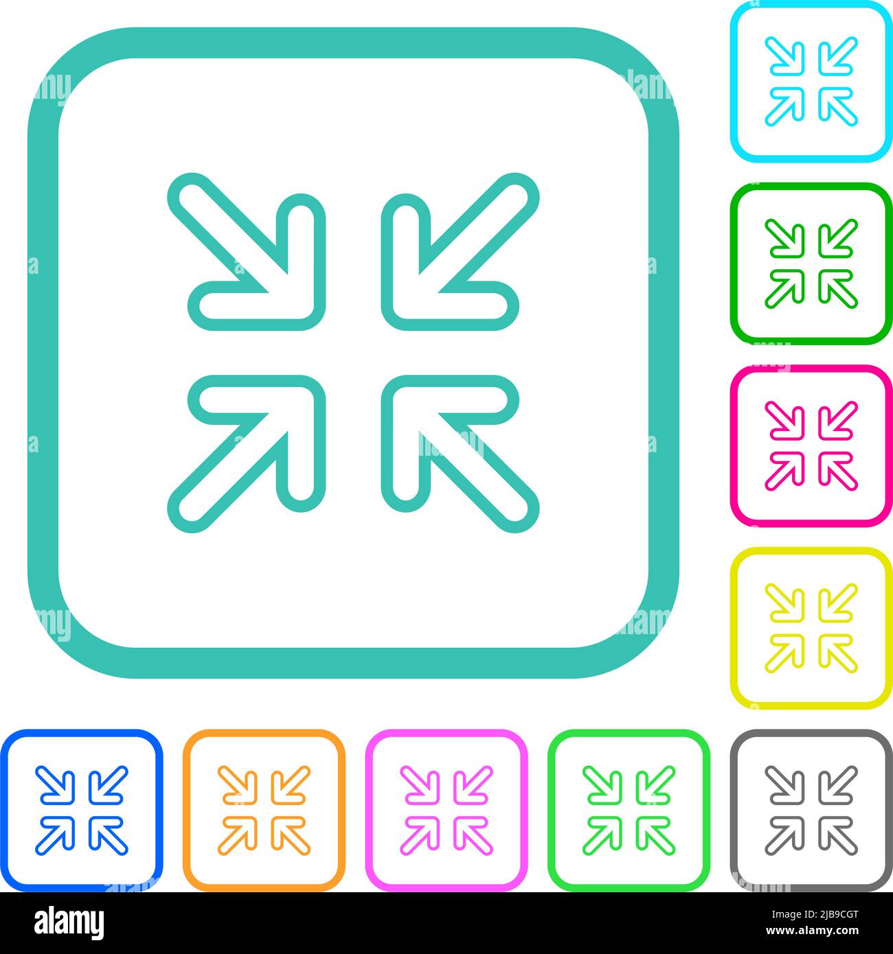Minimize arrows outline vivid colored flat icons in curved borders on ...