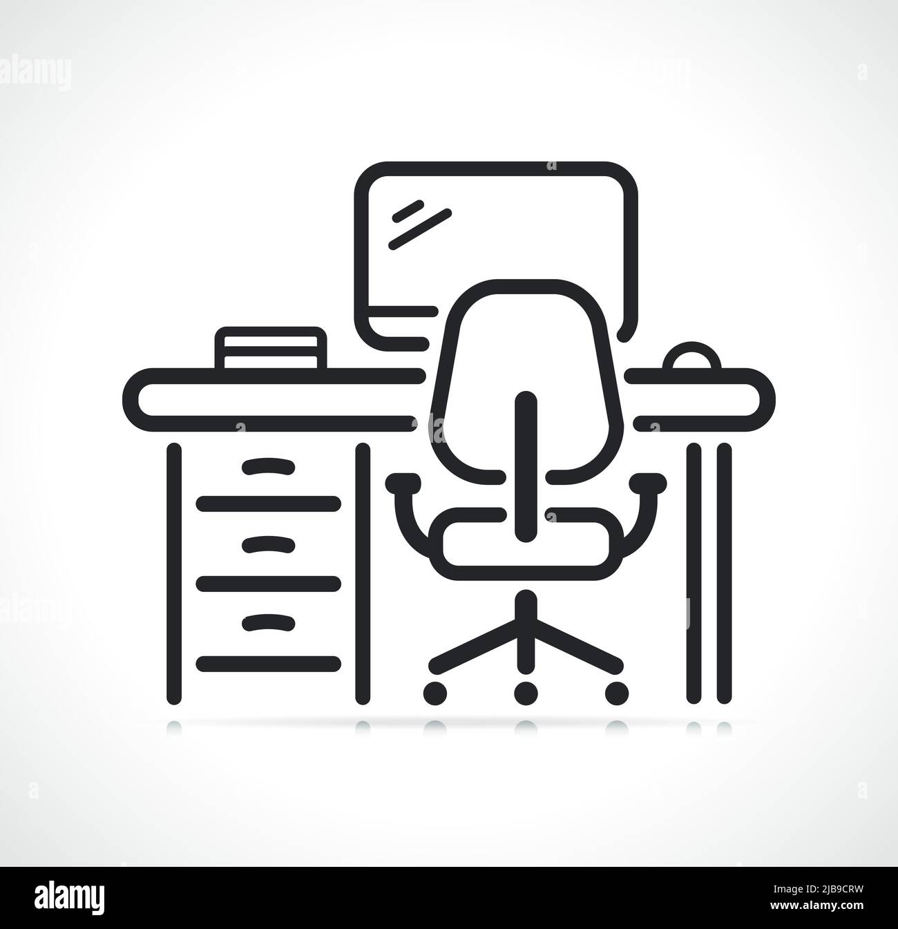 workspace or workplace computer desk line illustration Stock Vector ...