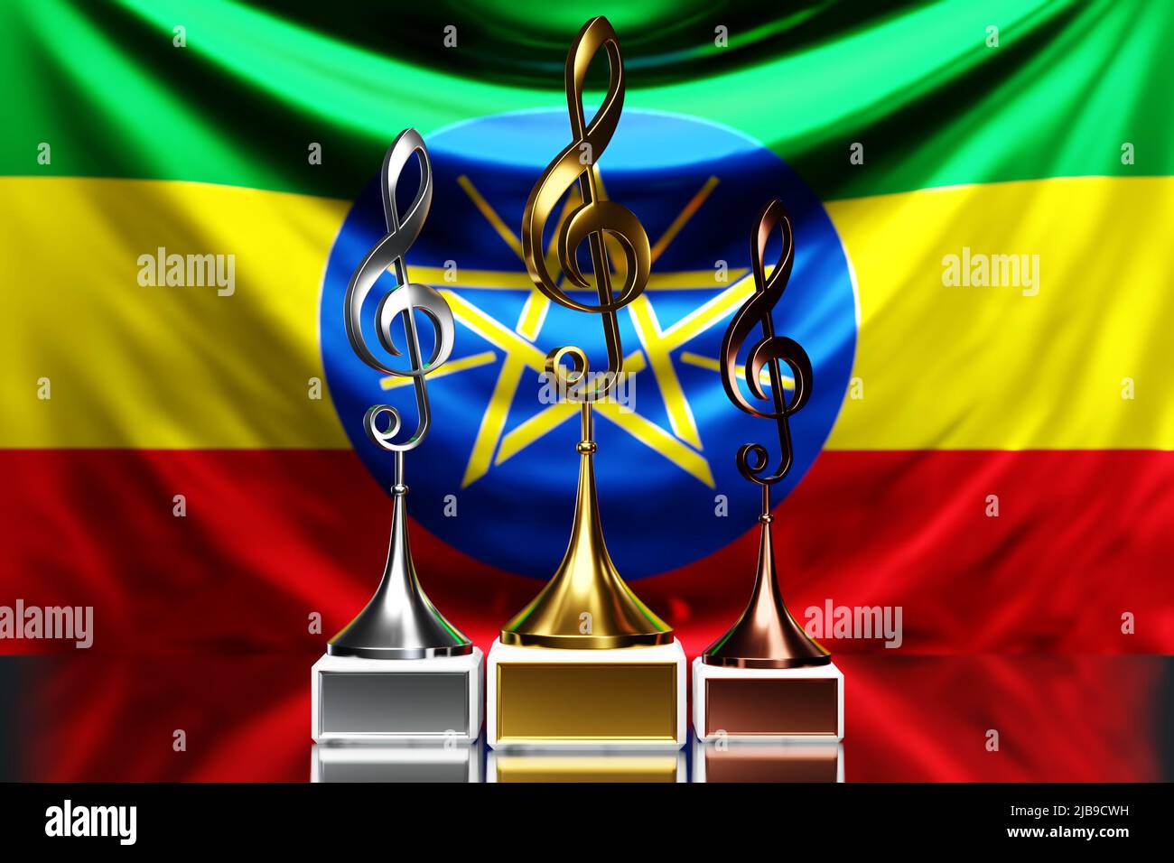 Treble clef awards for winning the music award against the background ...