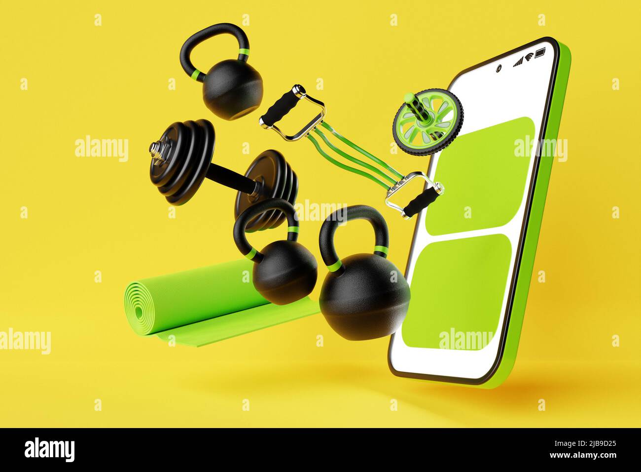 3D colorful illustration of a modern smartphone with a panel with ...