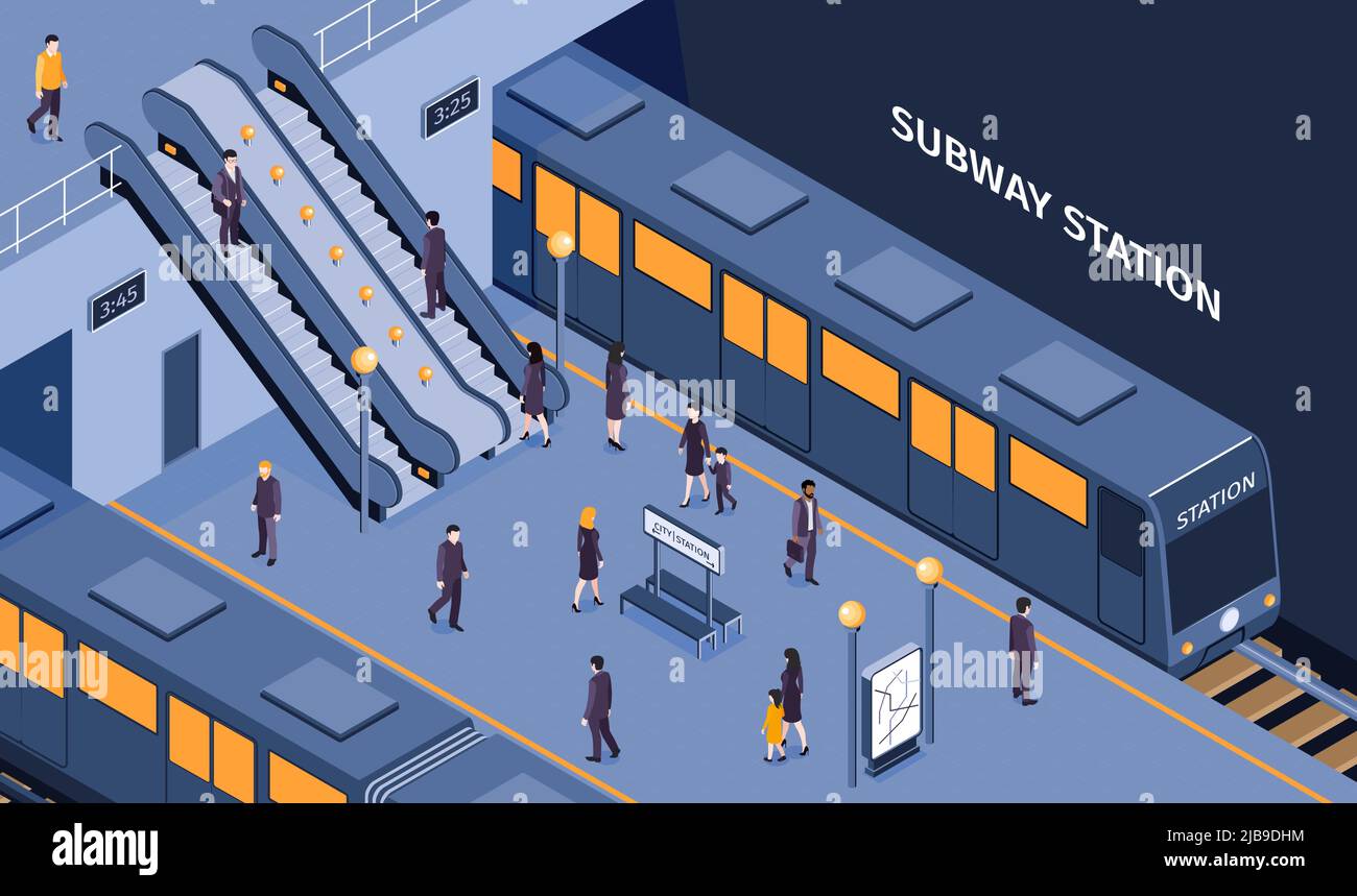 Passengers waiting subway train Stock Vector Images - Alamy