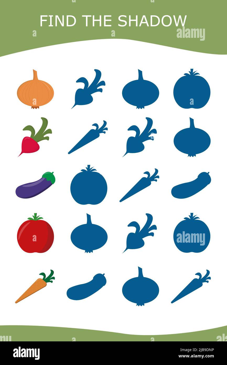 Find a shadow vegetables. Preschool worksheet, kids activity worksheet ...