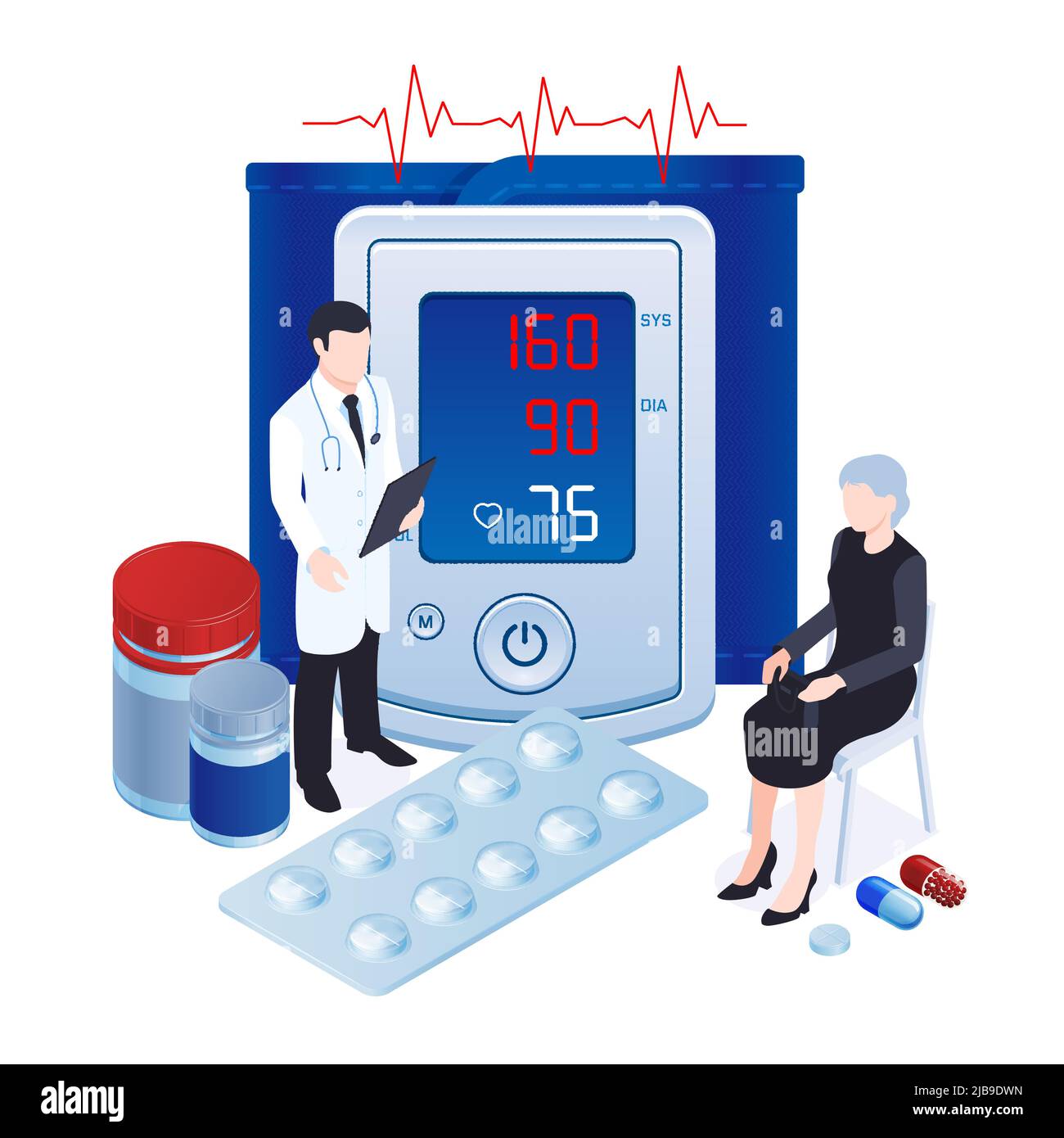 Digital blood pressure measuring tool monitor tonometer isometric ...