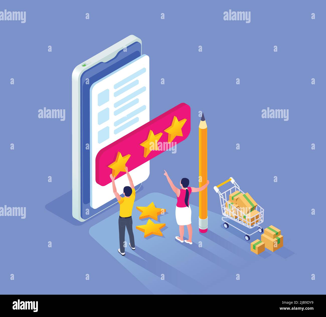 Online sale outlet isometric composition with smartphone and small ...