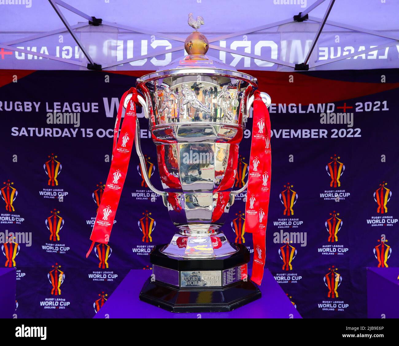 The Rugby League World Cup Trophy on display ahead of the game Stock ...