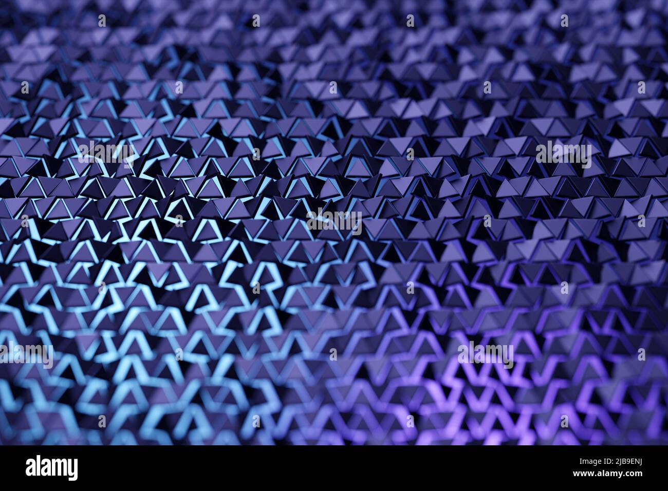 3d Illustration rows of purple triangle .Geometric background, pattern ...