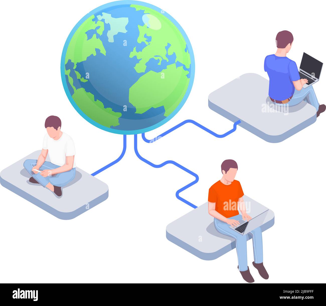 Social network isometric icons composition with characters of users ...