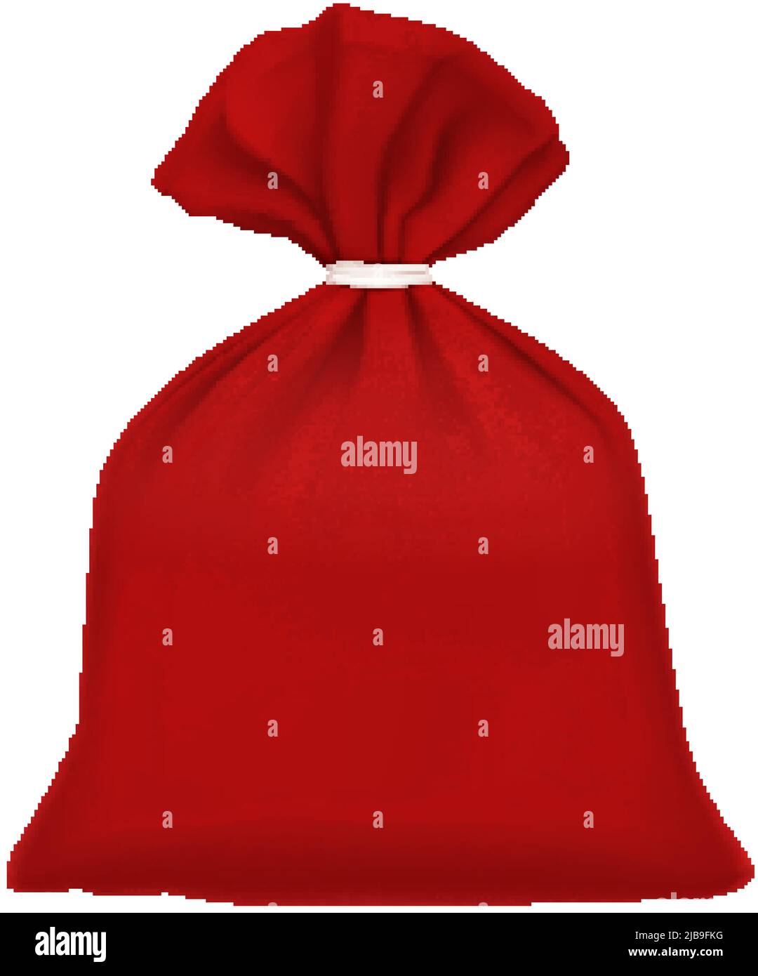 Red sack realistic composition with isolated image of fabric sack tied ...