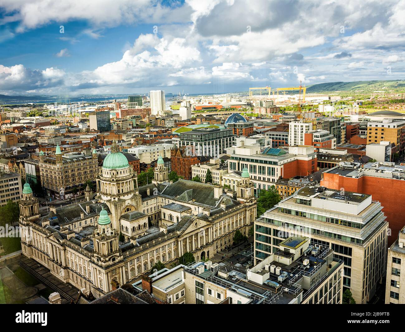 Belfast, United Kingdom - 20 May 2022: Aerial view of the city with ...