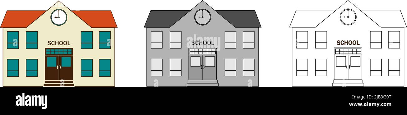 Back to school. School building design. Pixel perfect Stock Vector ...