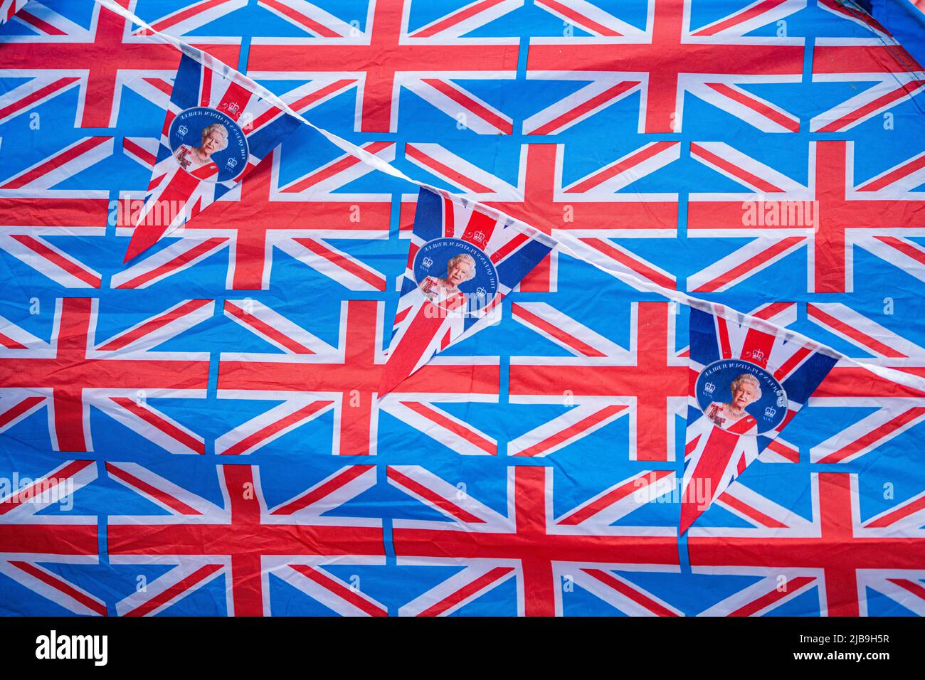 London UK, 4 June 2022. A portrait of Her Majesty Queen Elizabeth ...