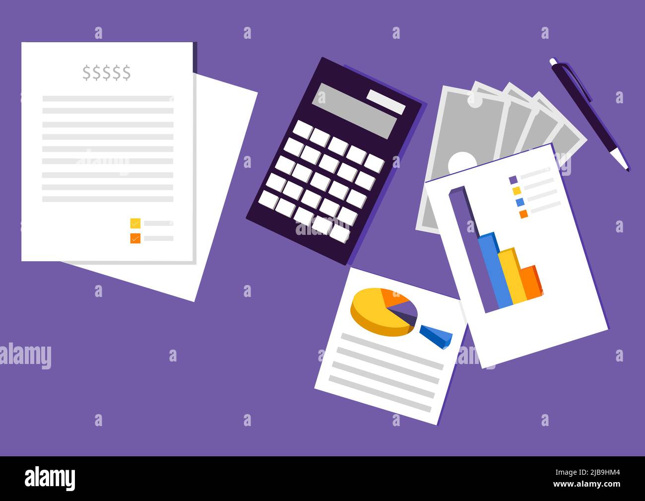 Illustration about financial audit, tax form and earning calculation ...