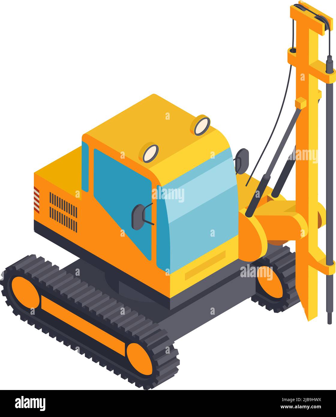 Isometric yellow drilling rig machinery on white background vector ...