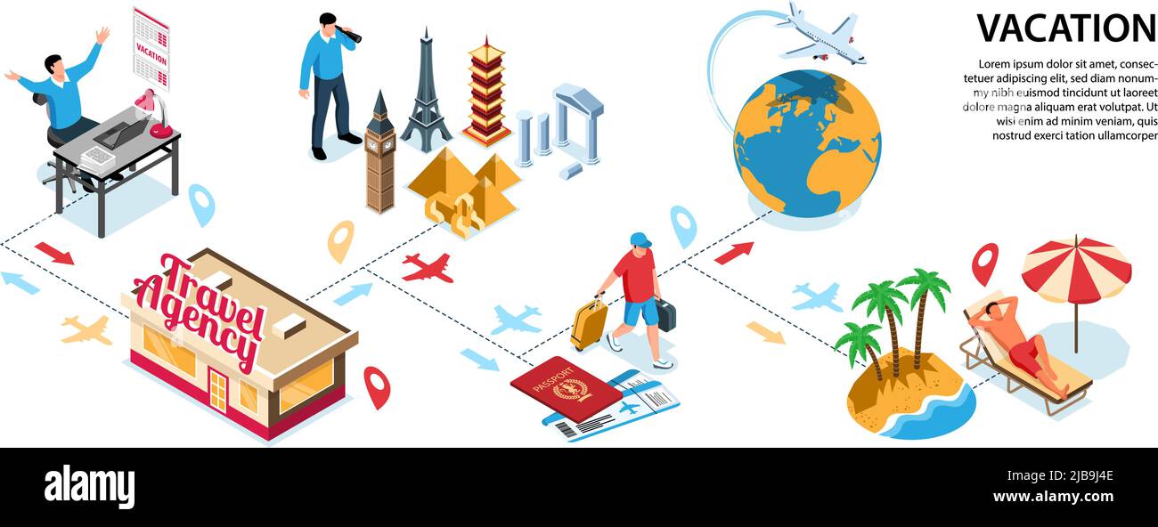 Isometric tourist agency horizontal infographics with isolated human ...