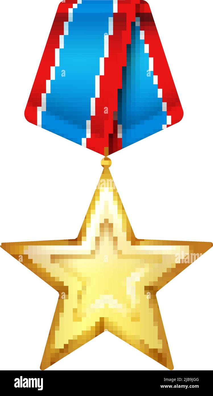 Award medal realistic composition with isolated image of star shaped ...