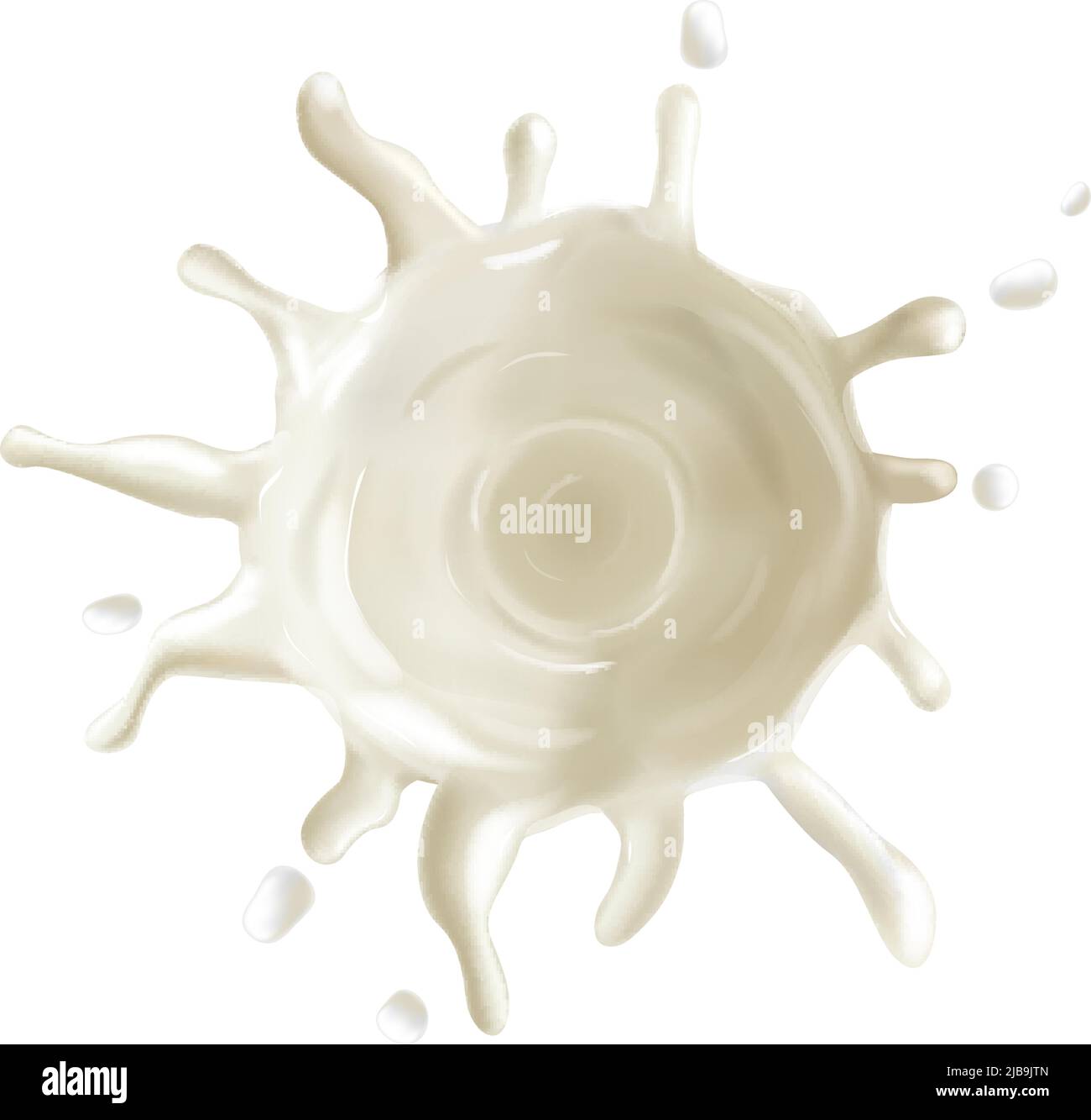 Realistic milk drop splash composition with isolated liquid spot on ...