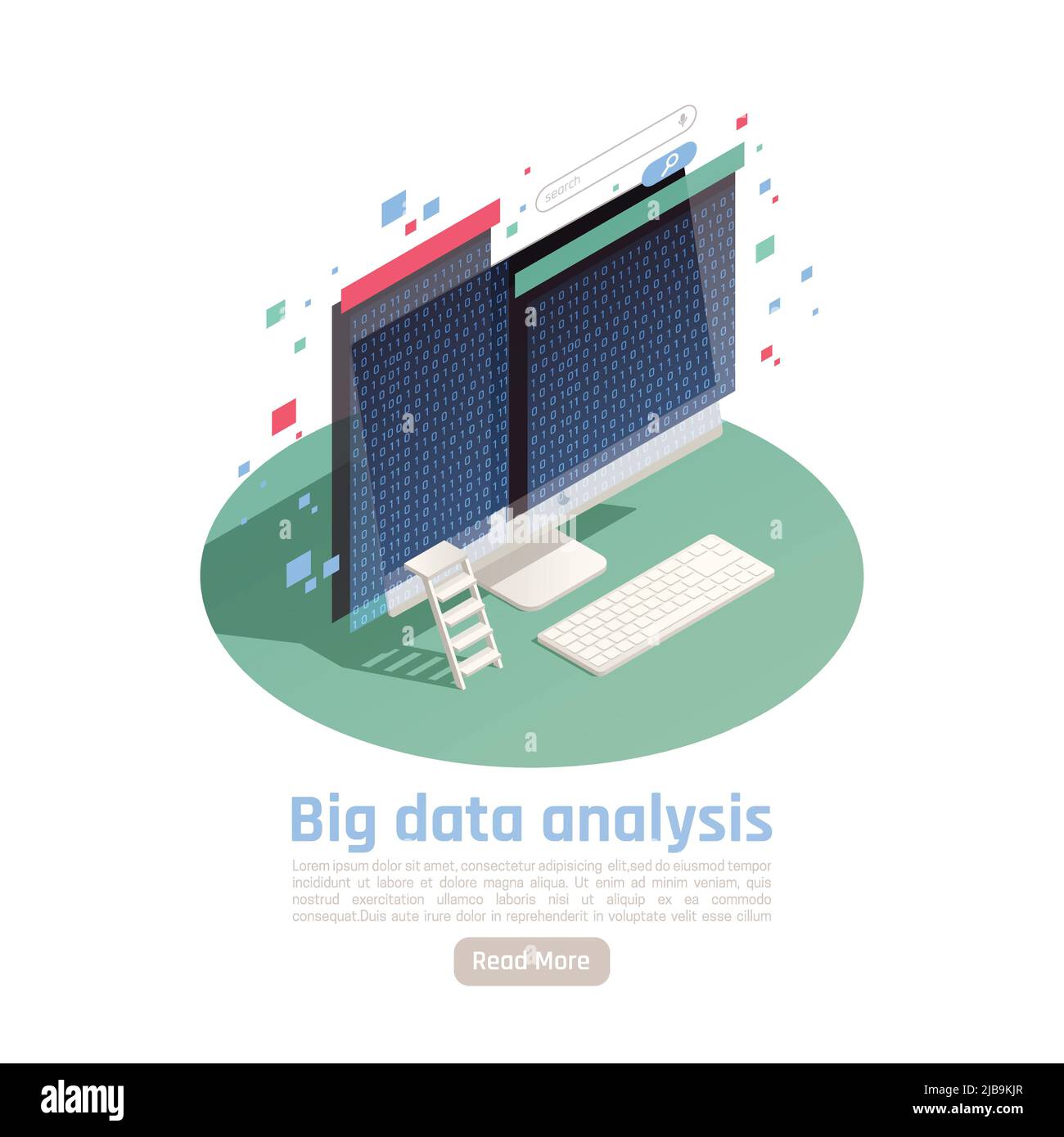 Big data analysis business research automated reporting isometric ...