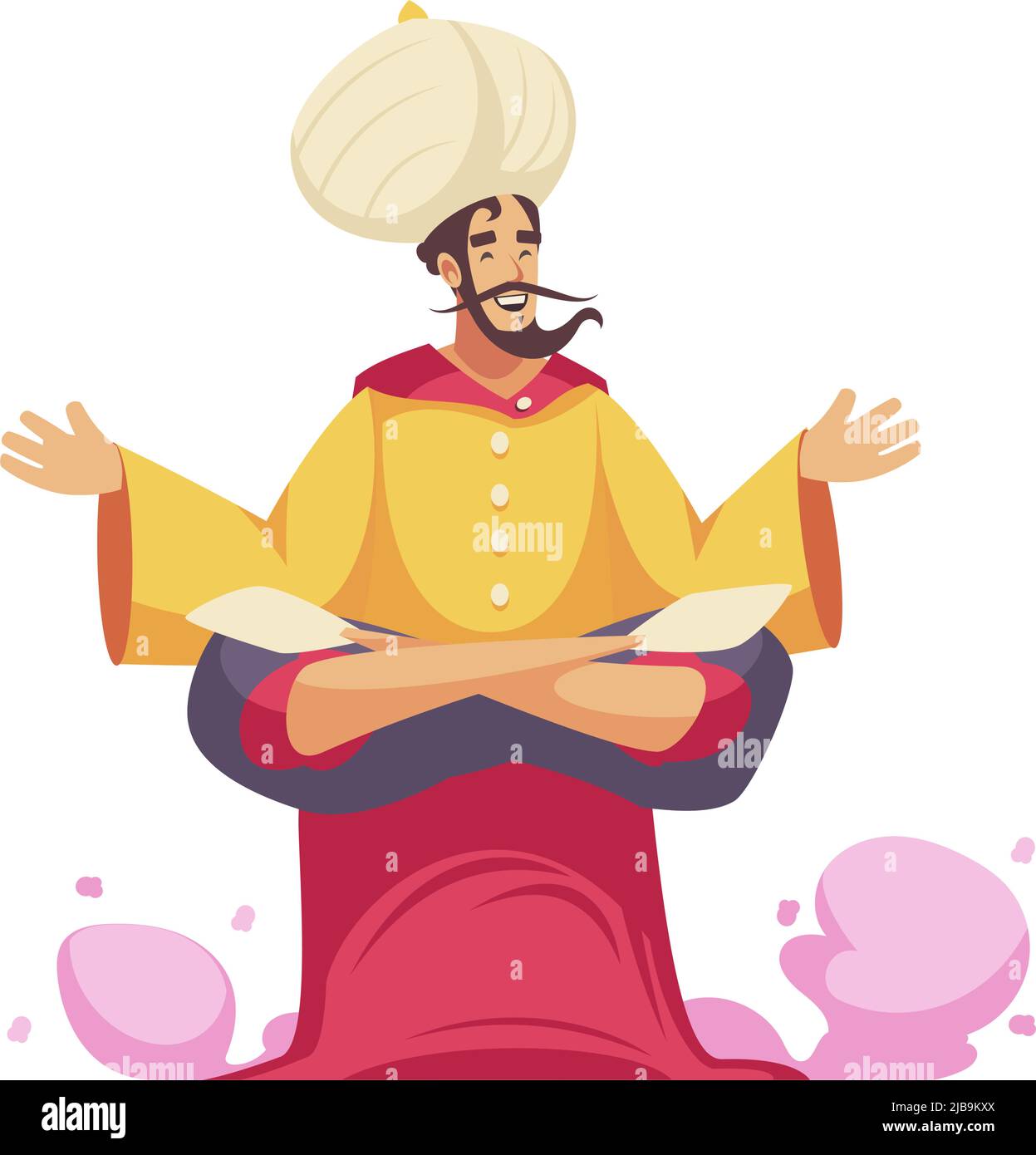 Circus composition with isolated male character of oriental magician ...
