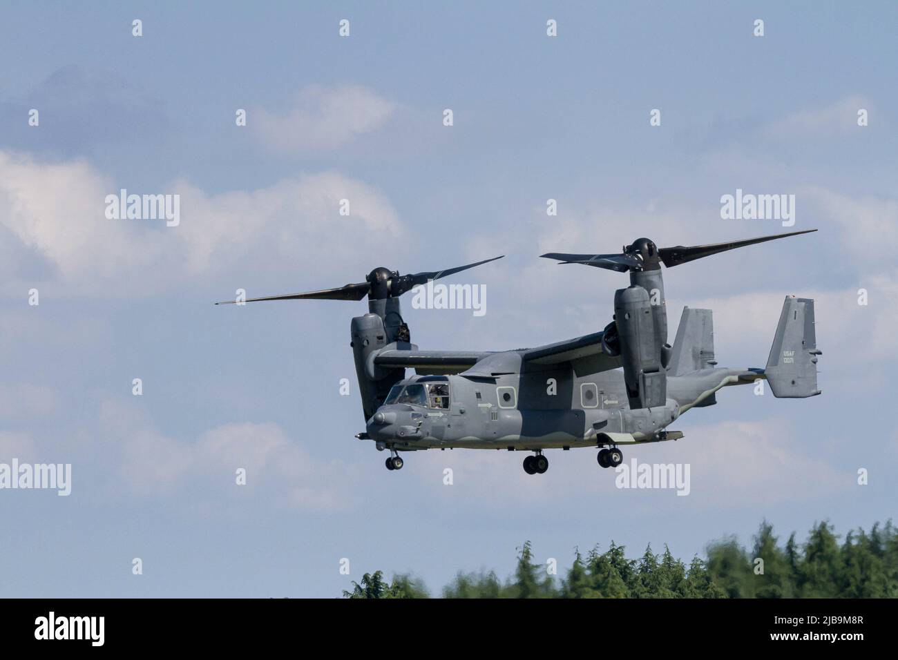 A Bell Boeing V22 Osprey with the United States Air Force flying at ...