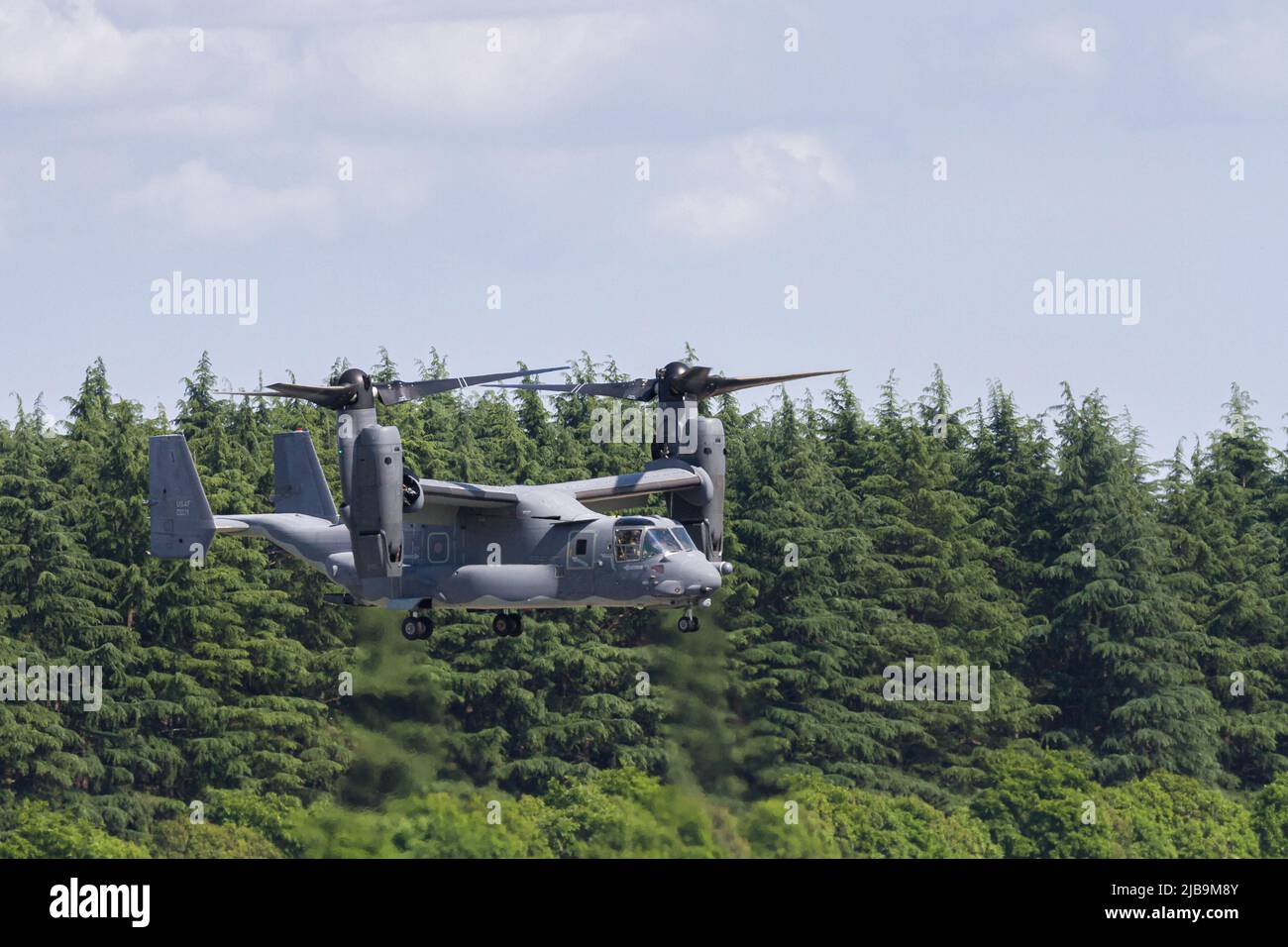 A Bell Boeing V22 Osprey with the United States Air Force flying at ...