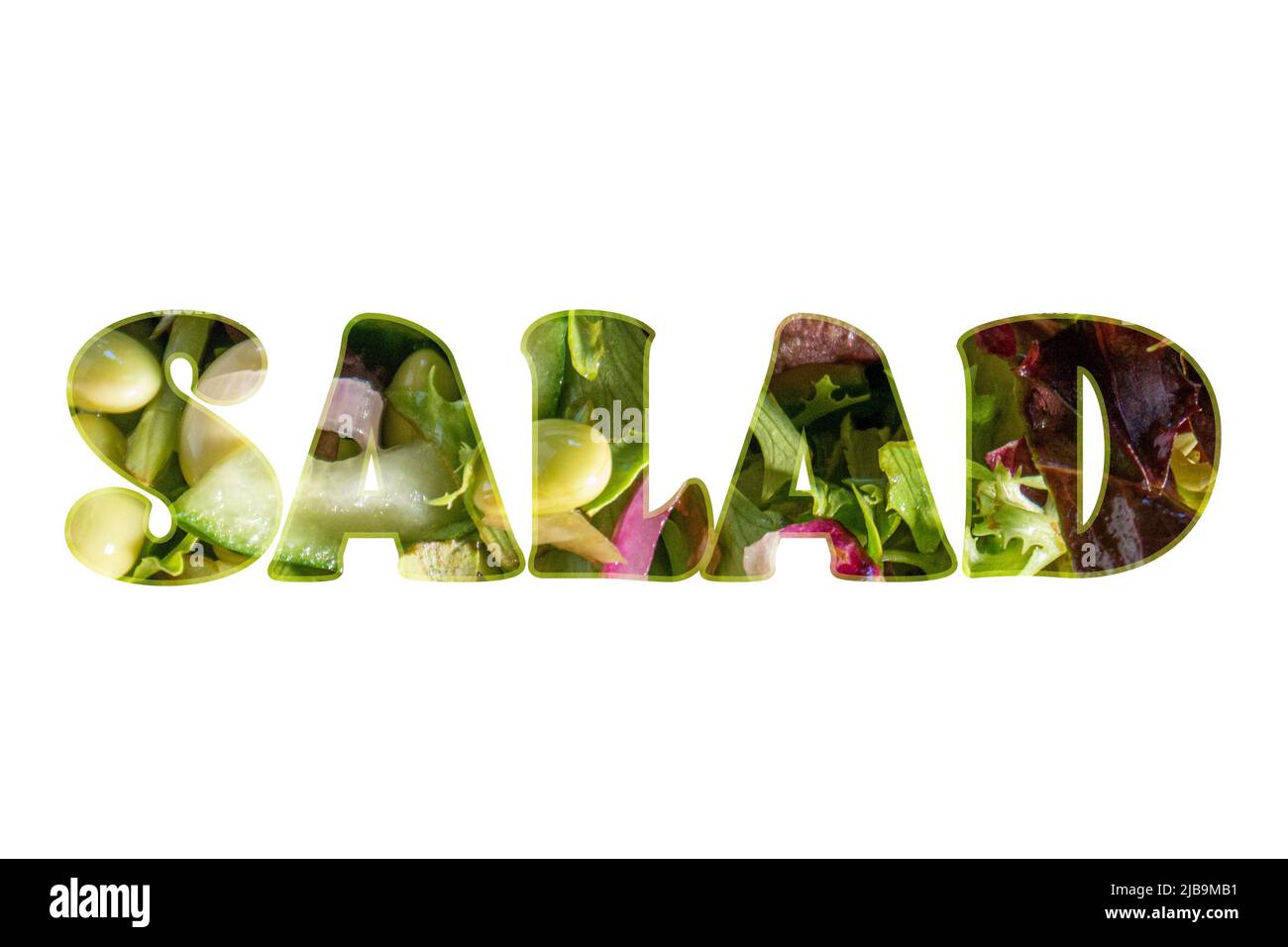 The word Salad backed with an image of a salad to promote healthy ...