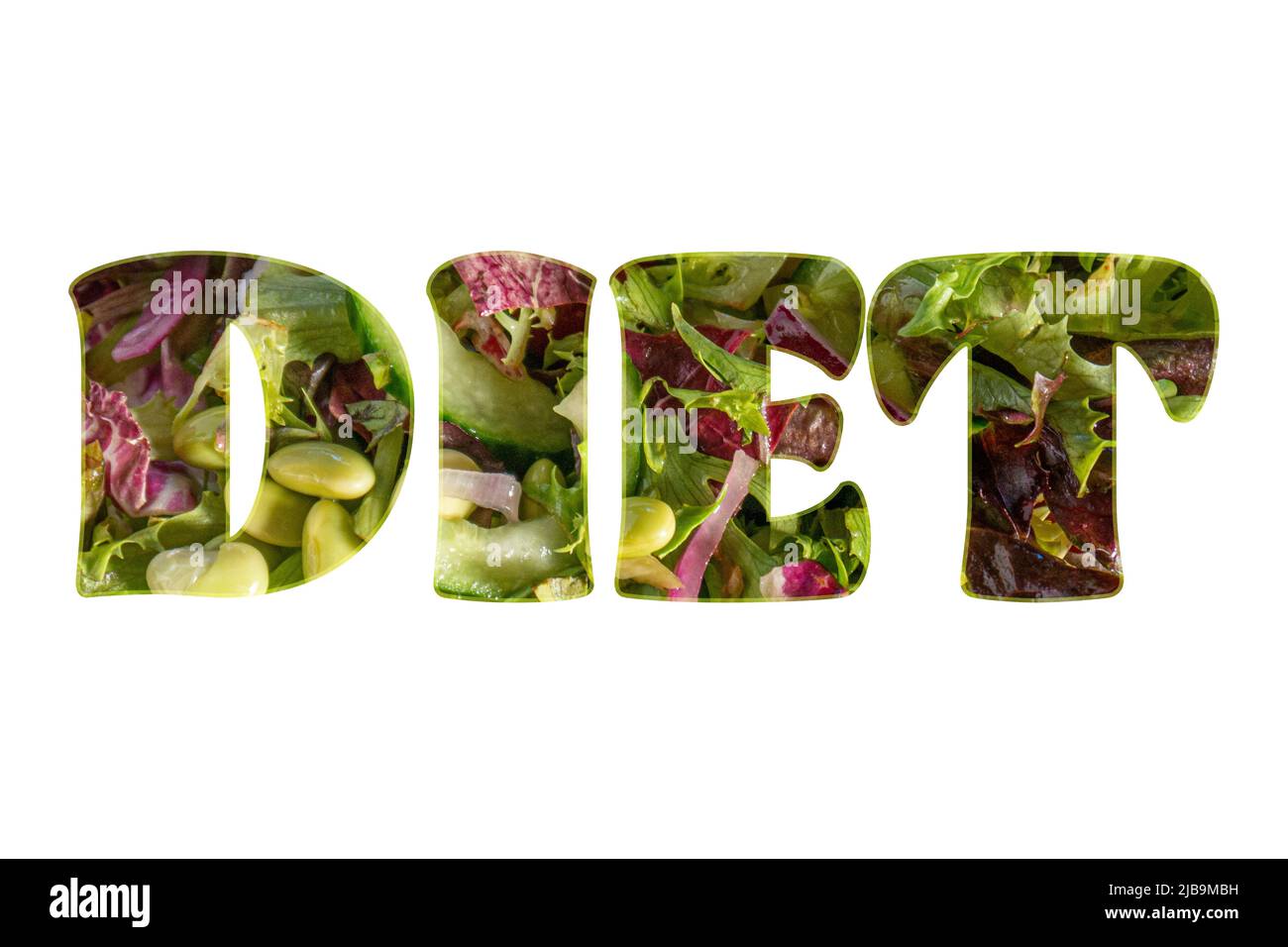 The word Diet backed with an image of a salad to promte healthy eating ...