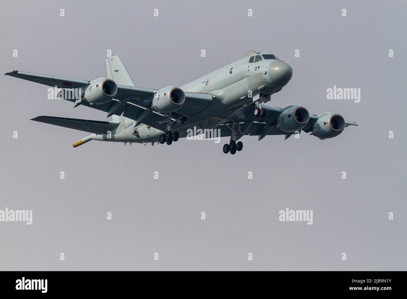 A Kawasaki P1 Maritime patrol aircraft with the Japanese Maritime Self ...