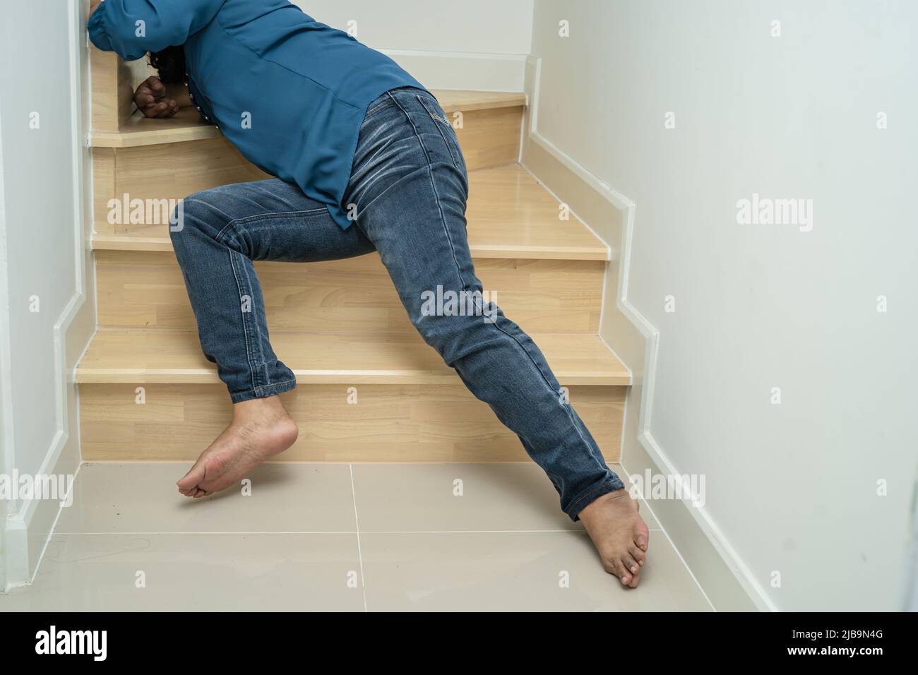 Elderly woman walker stairs hi-res stock photography and images - Alamy