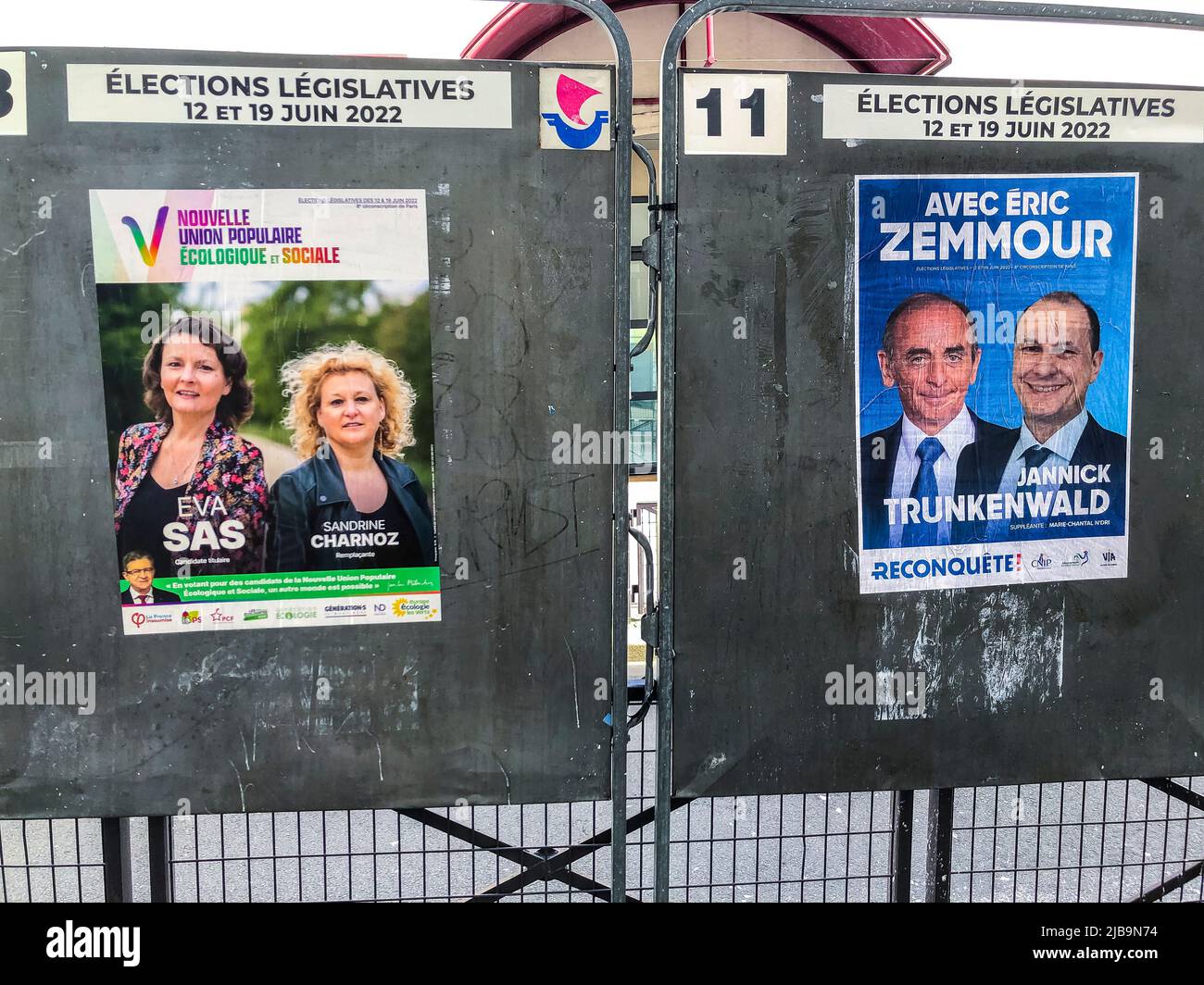 Paris, France, Close up, Election Posters on Display, Extreme Left ...