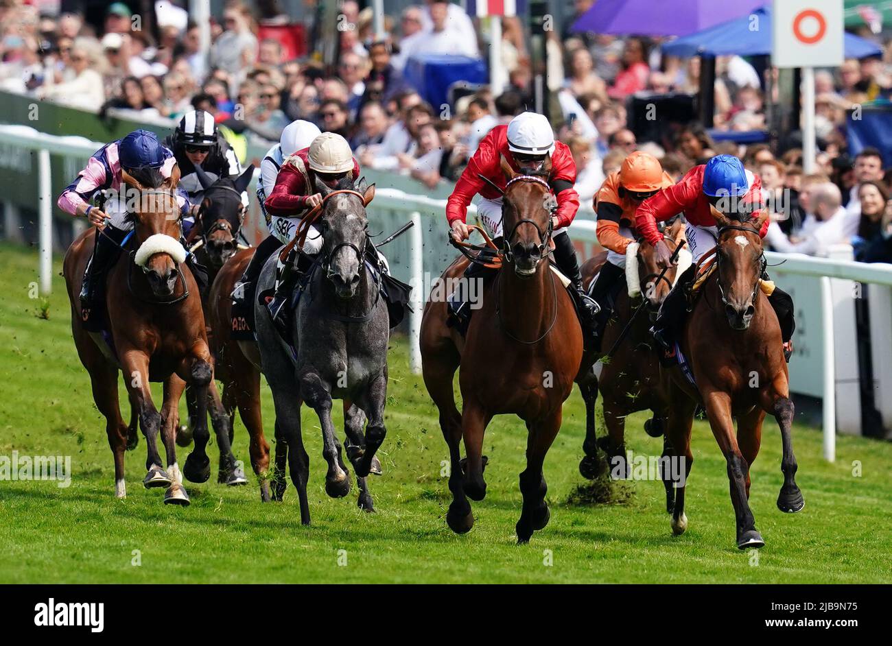 Bashkirova ridden by Tom Marquand (third right) wins The Princess ...