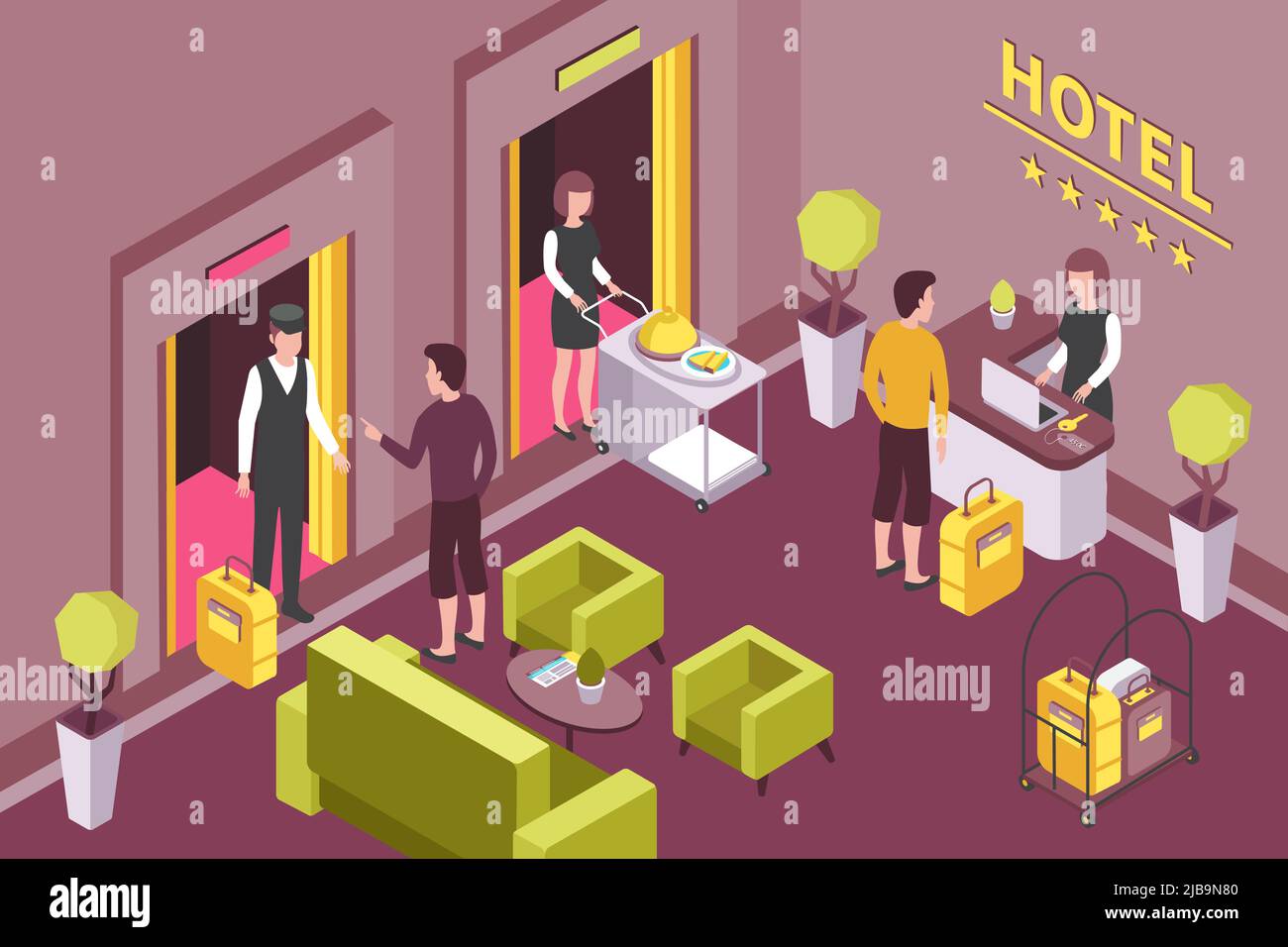 Hotel interior reception counter sitting area for guests lounge ...