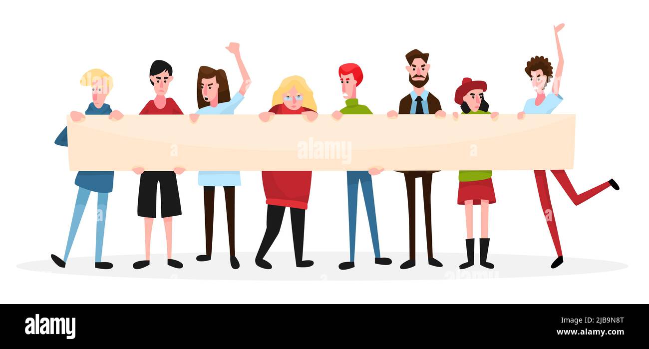 Protesting people activist composition with group of young people ...