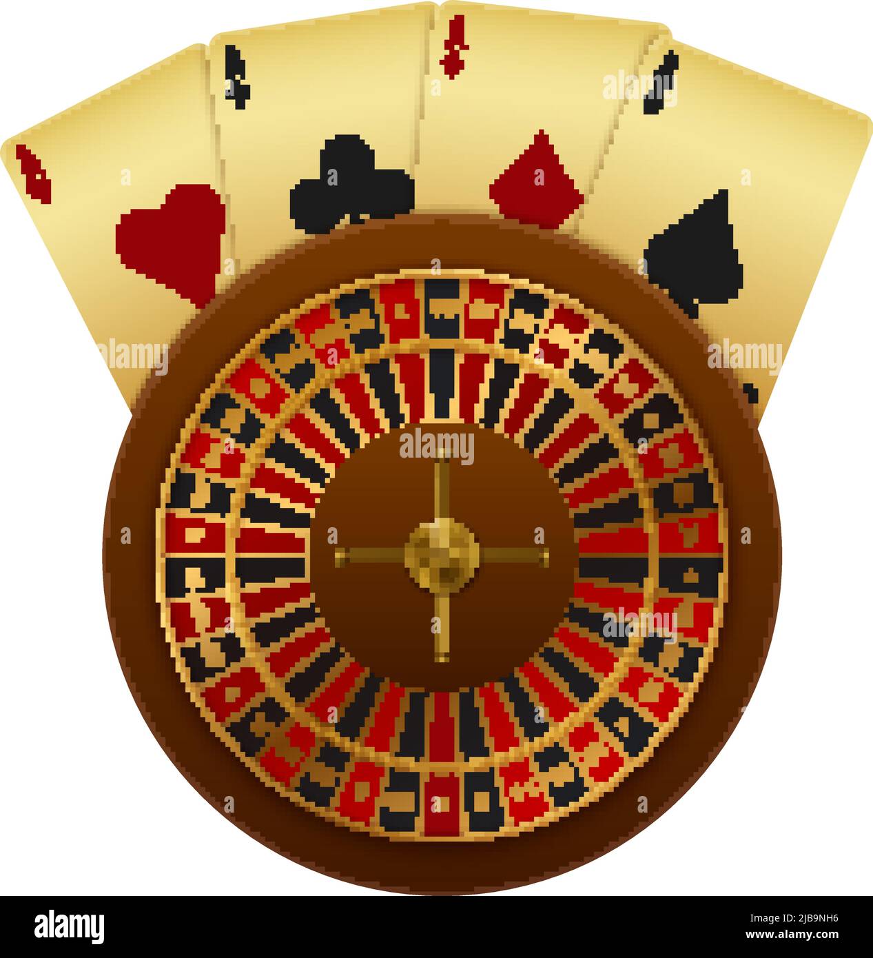 Realistic casino composition with roulette wheel and cards vector ...