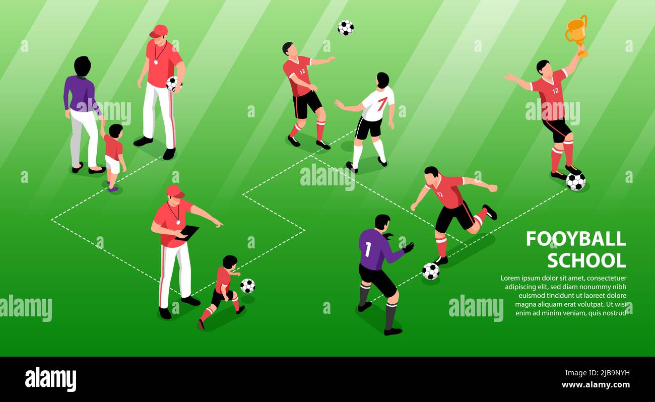 Isometric football soccer infographics with editable text and ...