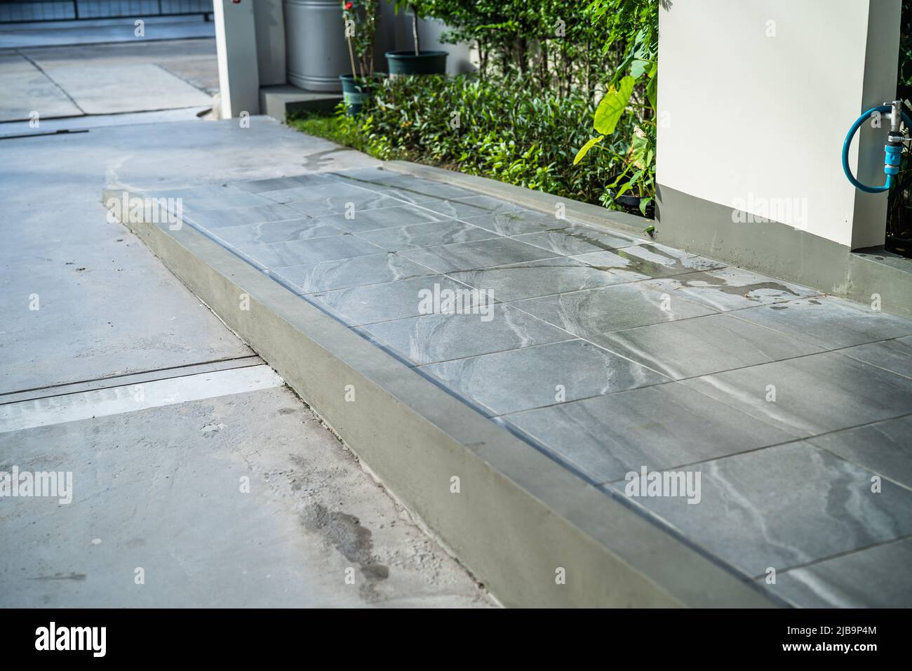 Building entrance trail with ramp for elder old or cannot self help ...