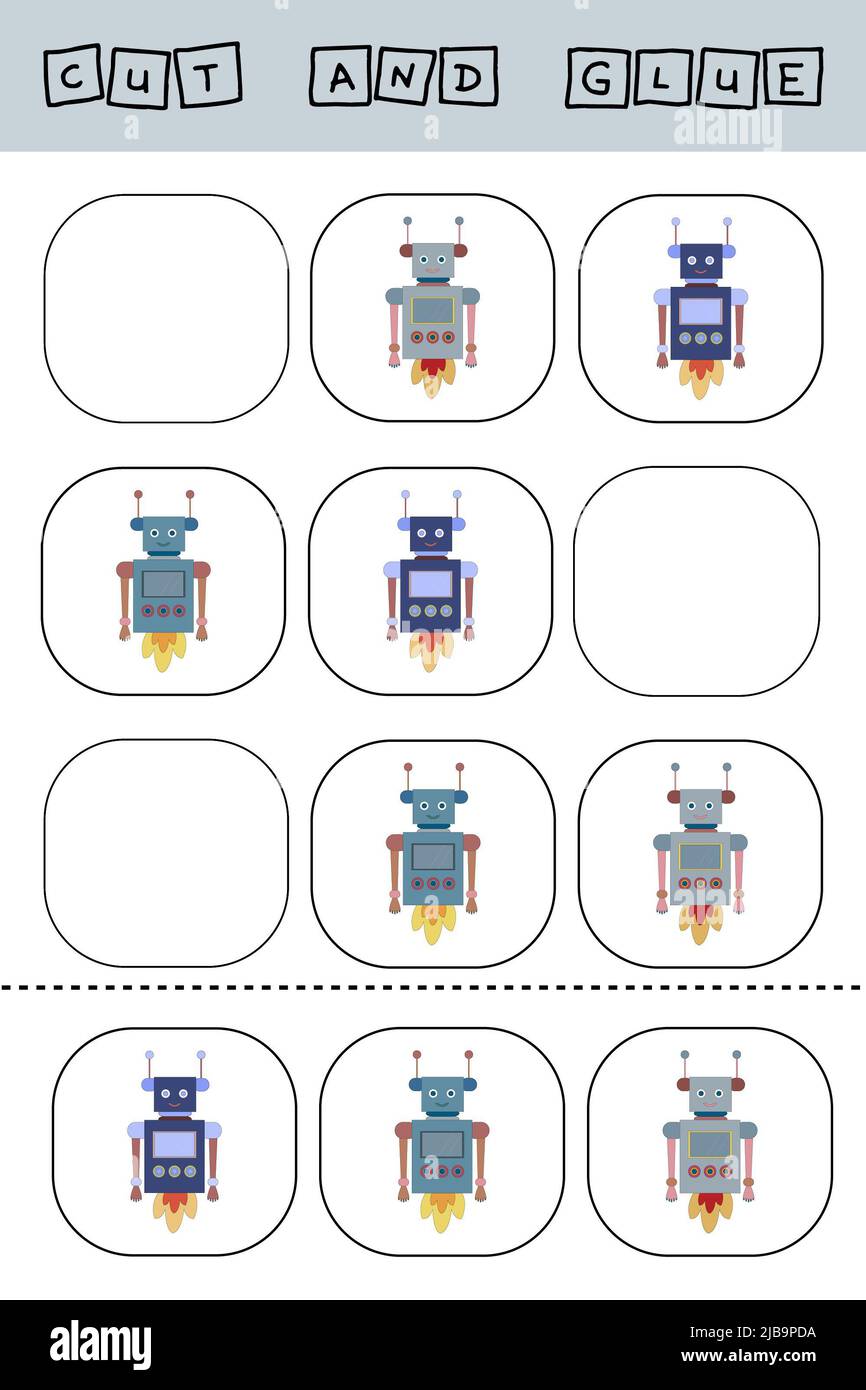 Find a pair or shadow game with robots. Worksheet for preschool kids ...