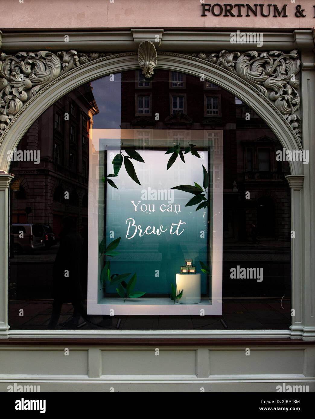 Storefront window of Fortnum & Mason, an upmarket department store in ...