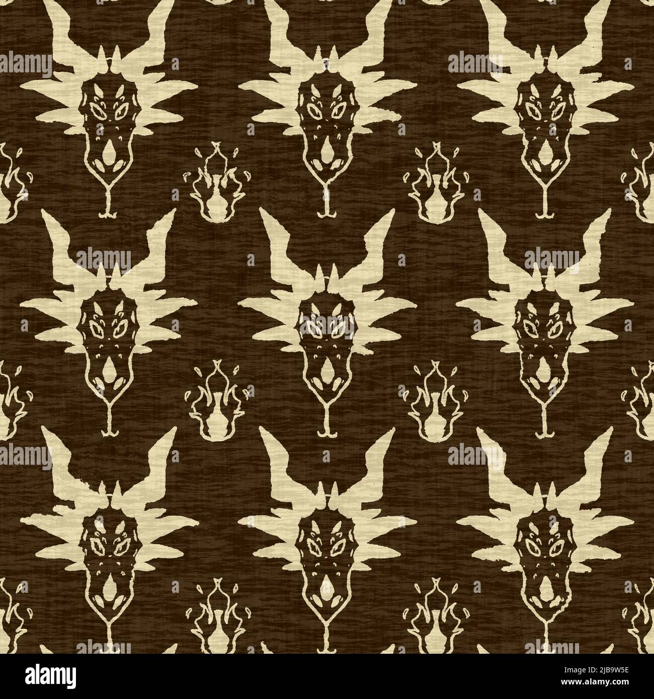 Dragon linen effect texture seamless pattern. Woven mythical beast for ...