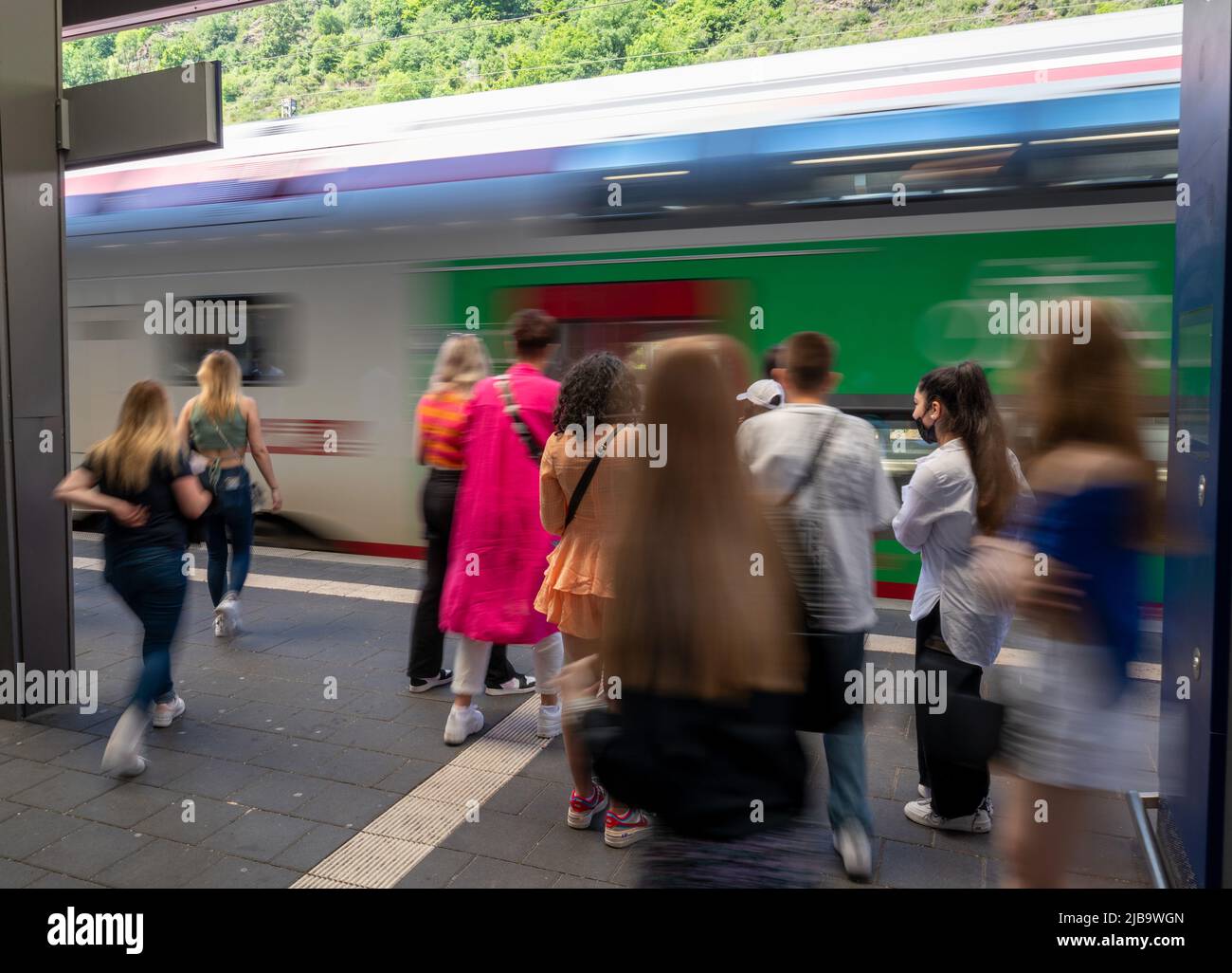 Cochem, Germany. 04th June, 2022. People walk on the platform of Cochem ...
