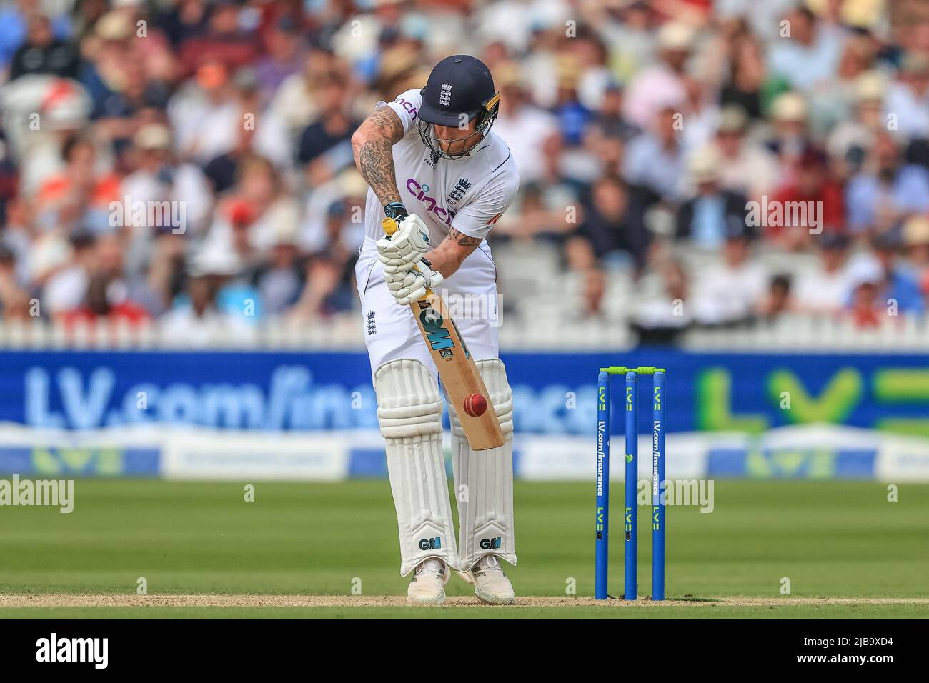 Ben Stokes of England plays a safety shot Stock Photo - Alamy