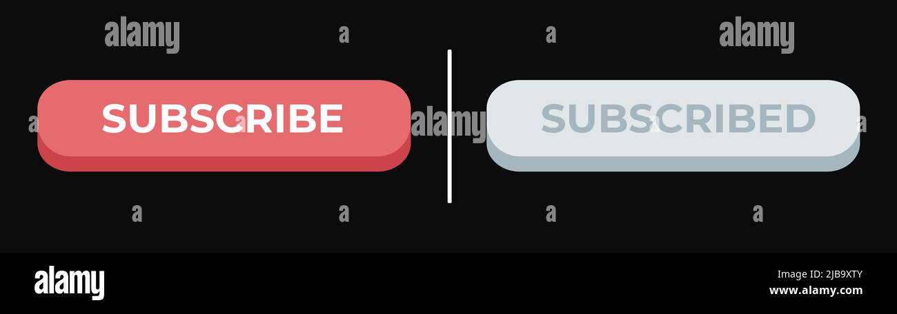 Subscribe Button, Subscribed with Red Bell on Dark Grey Background ...
