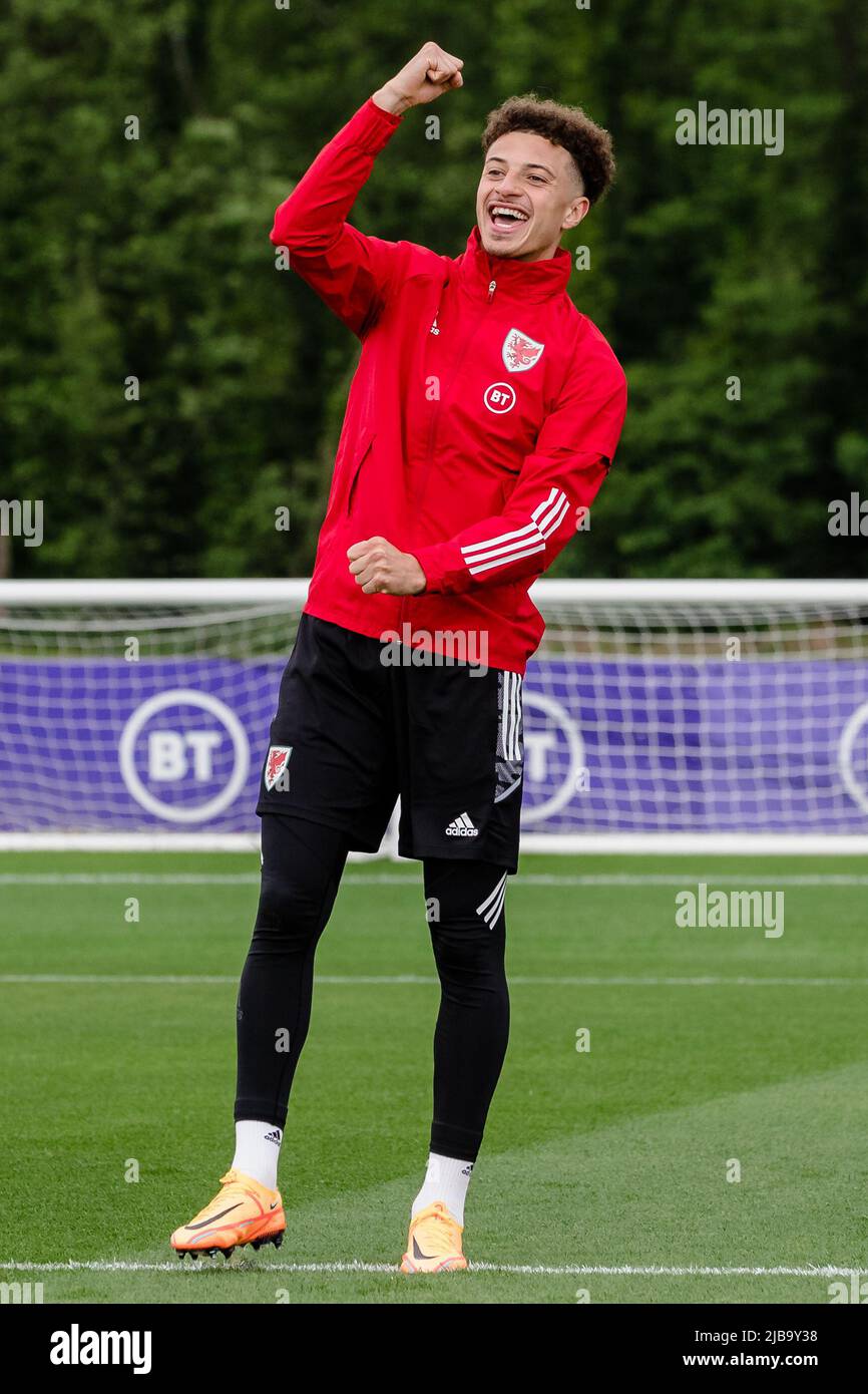 PONTYCLUN, WALES - 04 JUNE 2022: Wales' Ethan Ampadu during a training ...