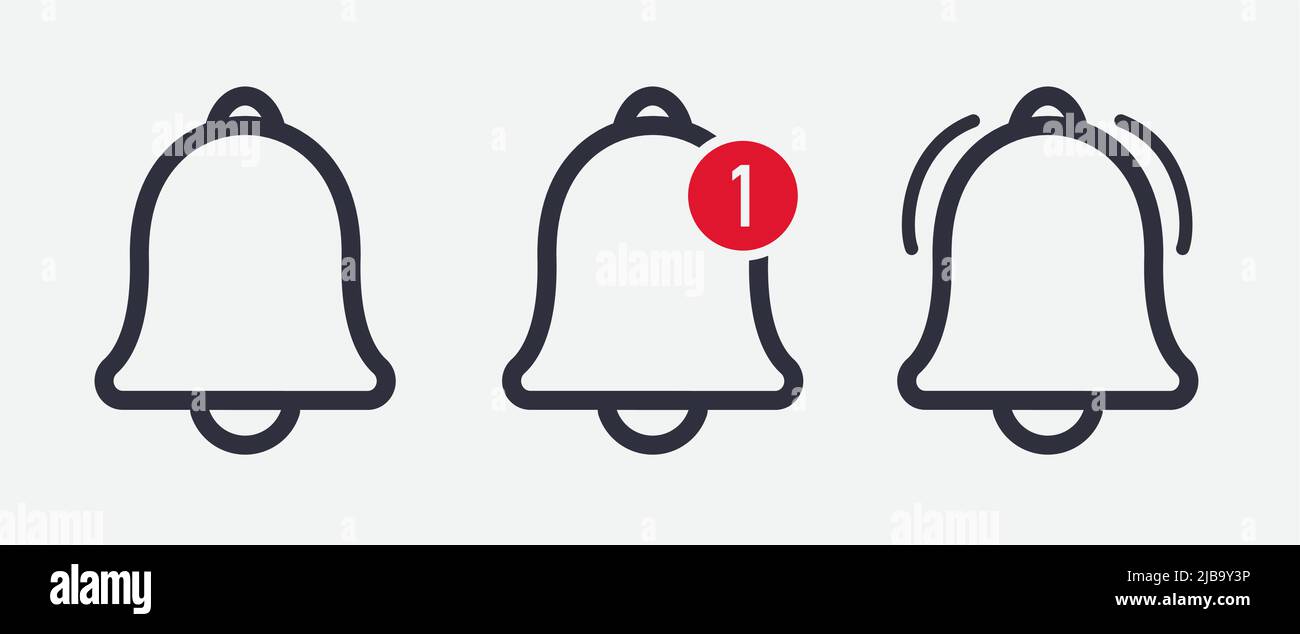 Message notification bell vector line icon for incoming inbox Stock ...