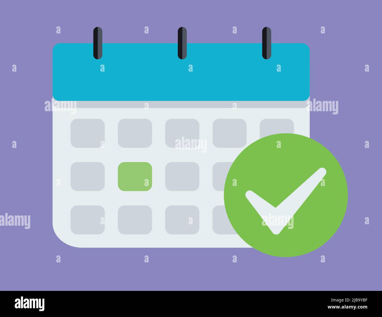 Calendar with checkmark or tick notice icon vector. Flat cartoon event ...